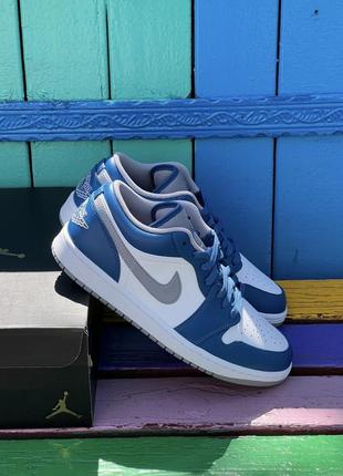 Кроссовки nike air jordan 1 low true blue cement grey джордан джорданы ...