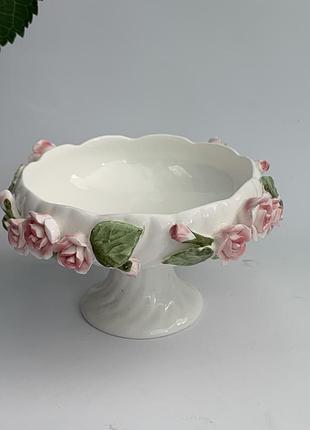 Vintage st michael flower vase with rose buds, pink small roses design ...