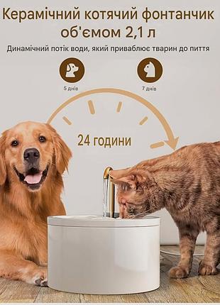 Керамічний фонтанчик-поїлка keimi 2,1 л для котів та тварин | тихий ...